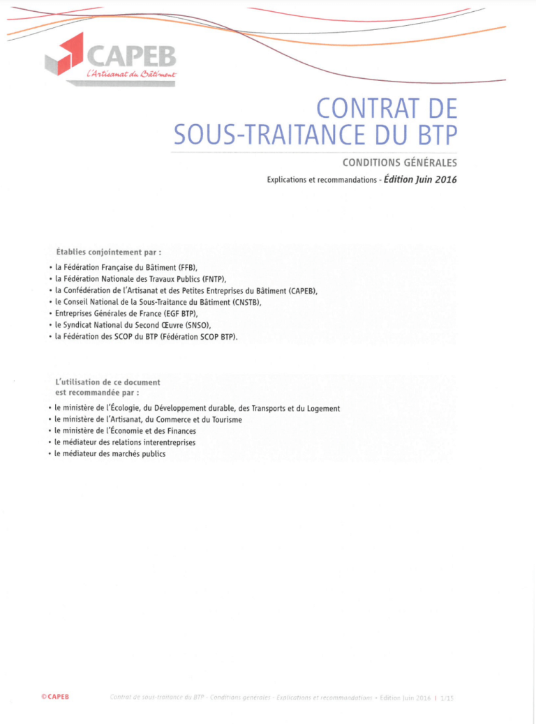 Contrat de sous-traitance BTP : règles et modèle
