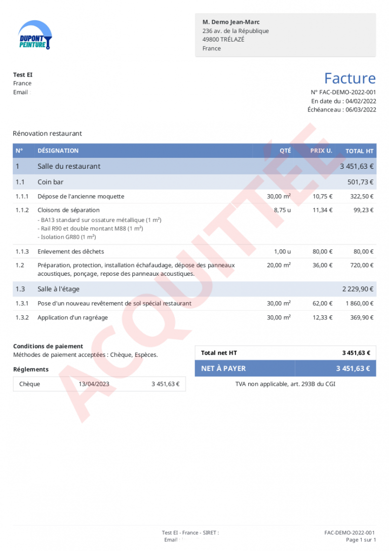 Facture acquittée | Définition, valeur et mentions légales