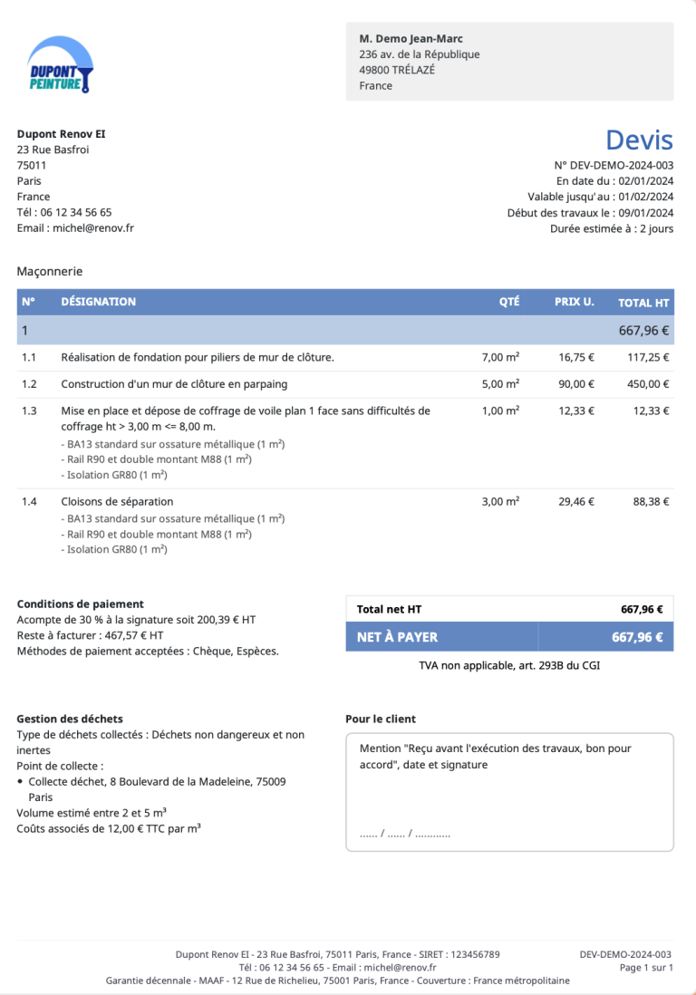 Comment faire un devis de maçonnerie ? Conseils et exemple